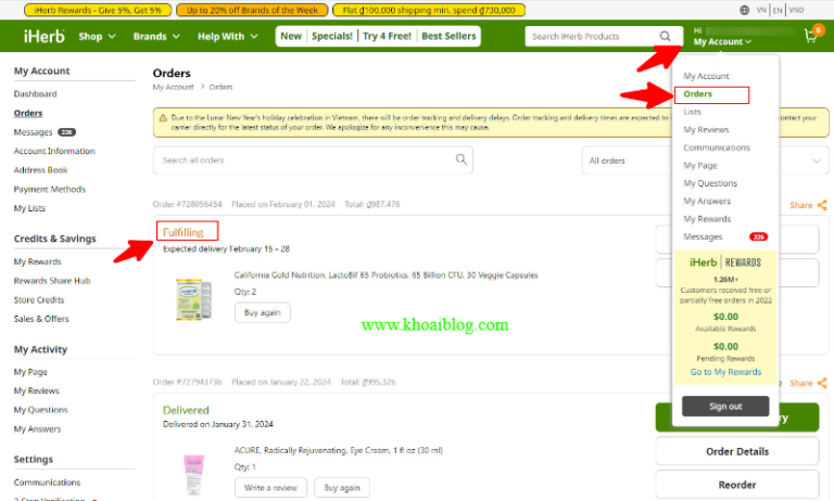 Hướng dẫn cách mua hàng iHerb mới nhất năm 2024 - Khoai Blog